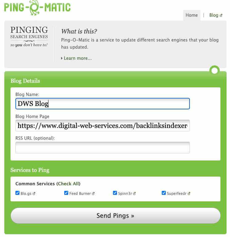 Free Ping Submission Sites List 2025 For Fast Indexing - DWS